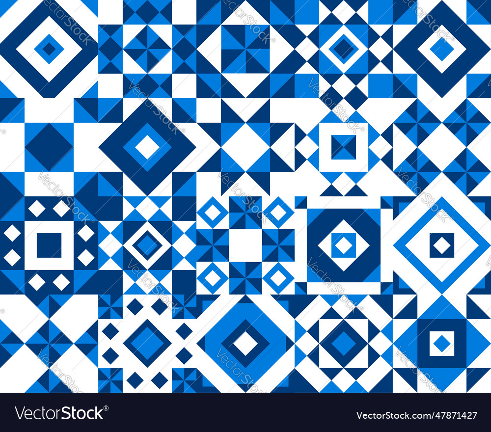 Blue ceramic tile pattern geometric background Vector Image