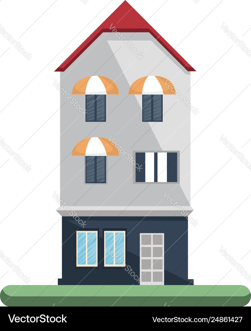 Cartoon white building with red roon Royalty Free Vector