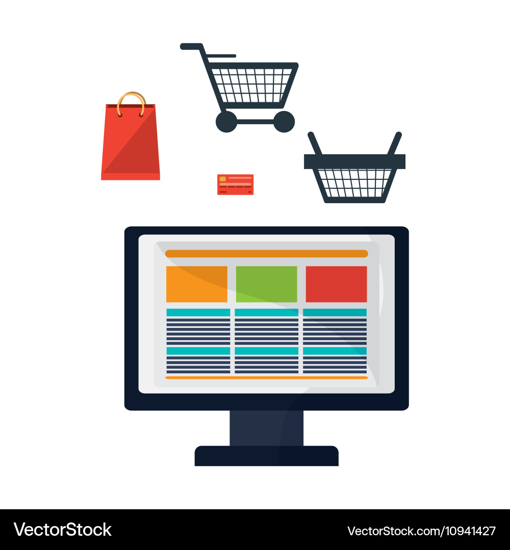 Computer and shopping online design Royalty Free Vector