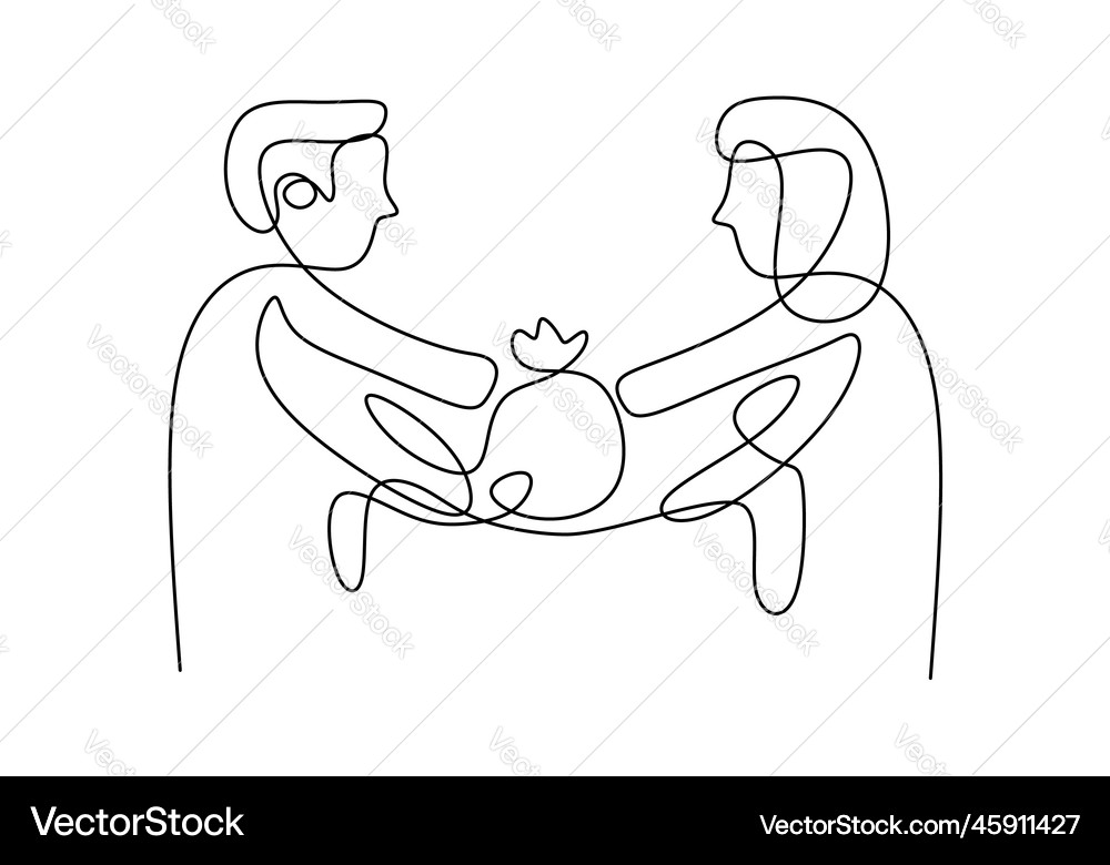 Continuous line drawing of hands giving a gift Vector Image