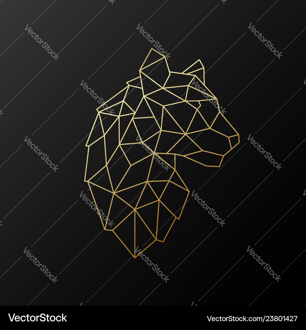 Geometric tiger emblem golden polygonal Royalty Free Vector