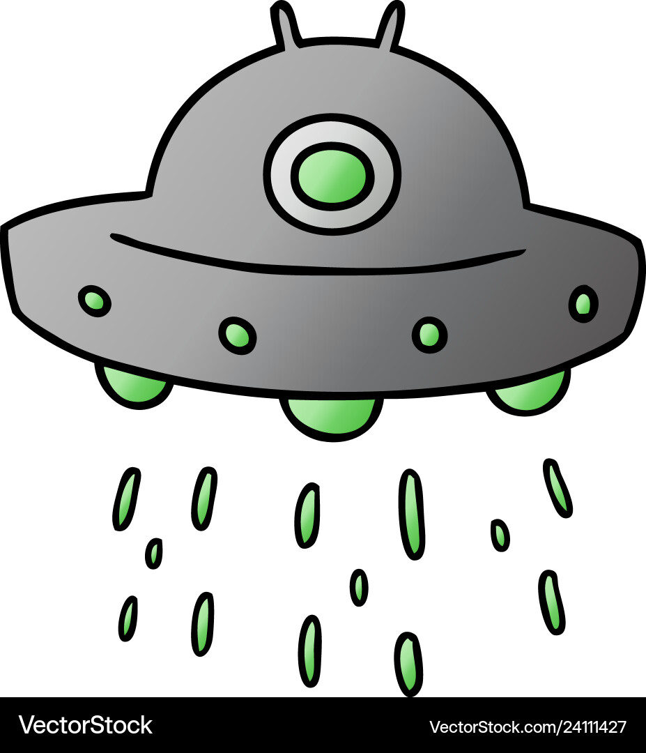 Gradient cartoon doodle of an alien ship Vector Image