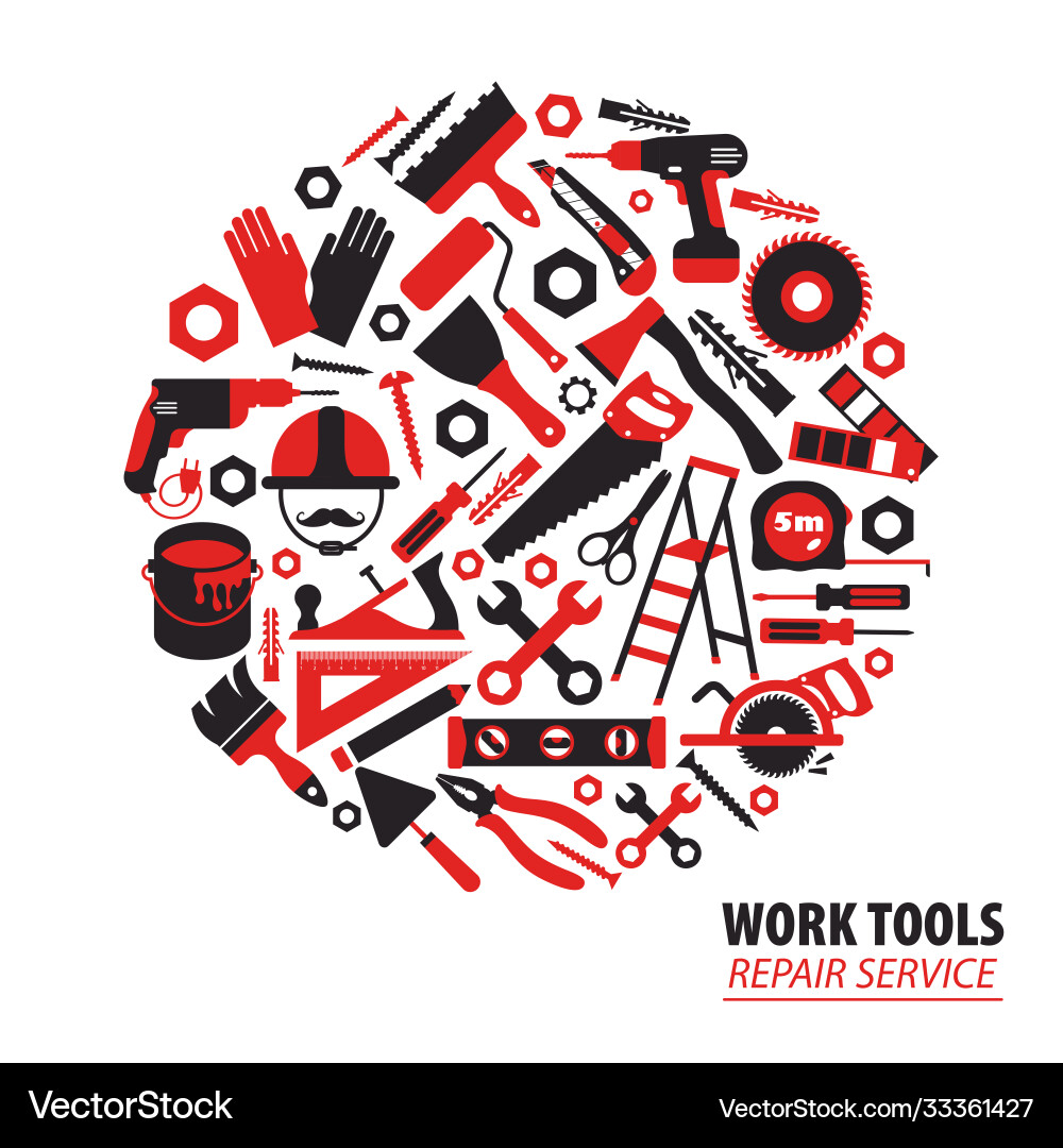 Icons set building construction tools Royalty Free Vector