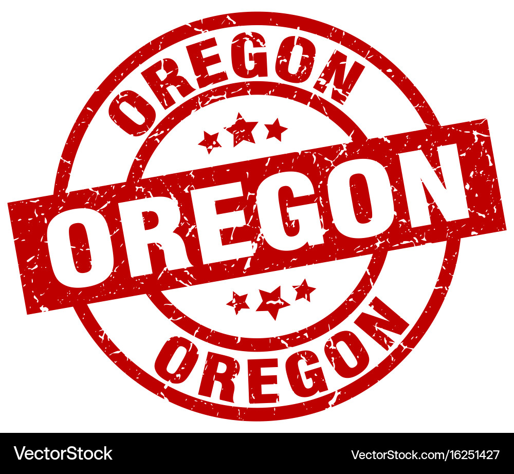 Oregon red round grunge stamp Royalty Free Vector Image