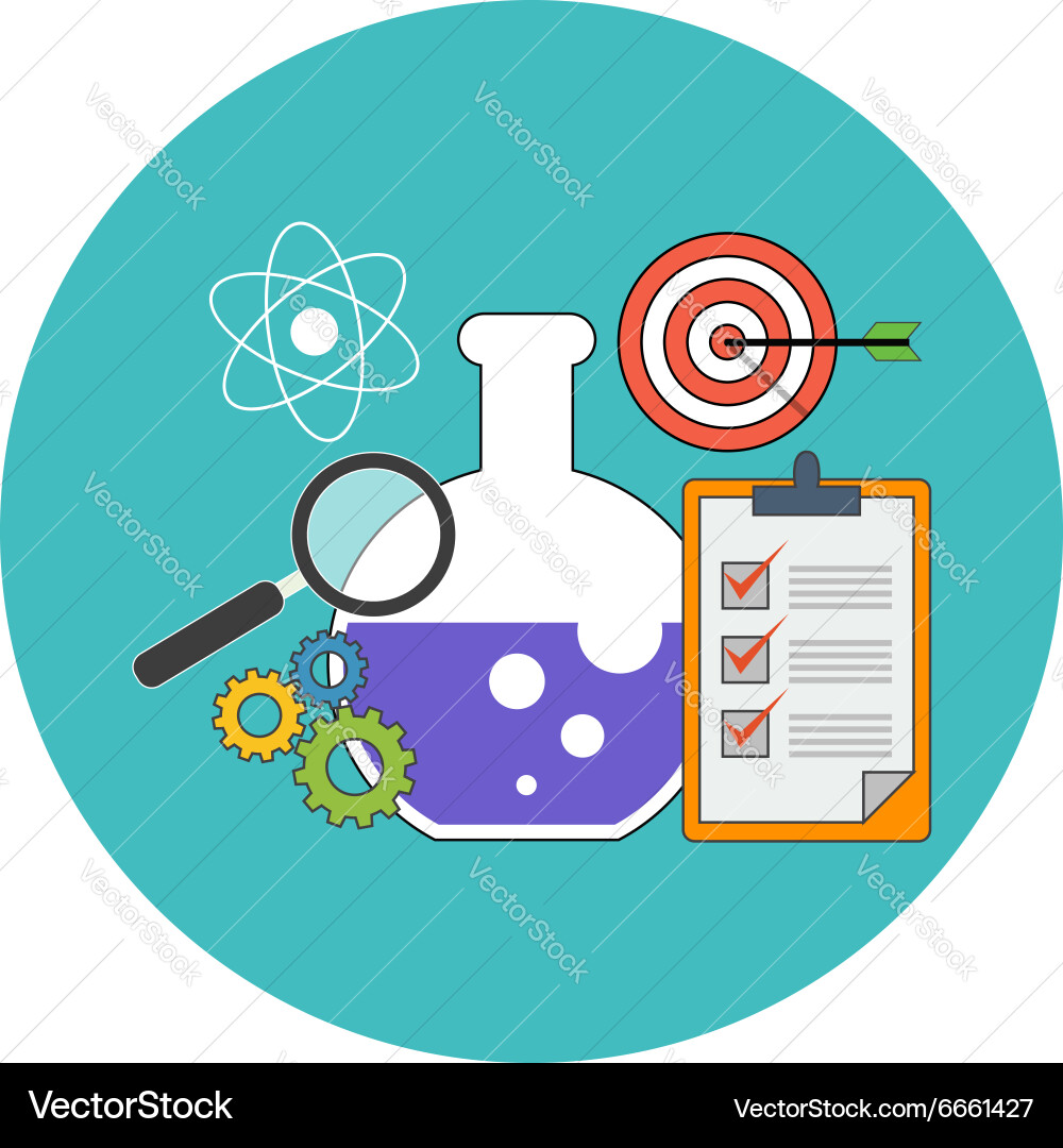 Research concept flat design icon in turquoise Vector Image