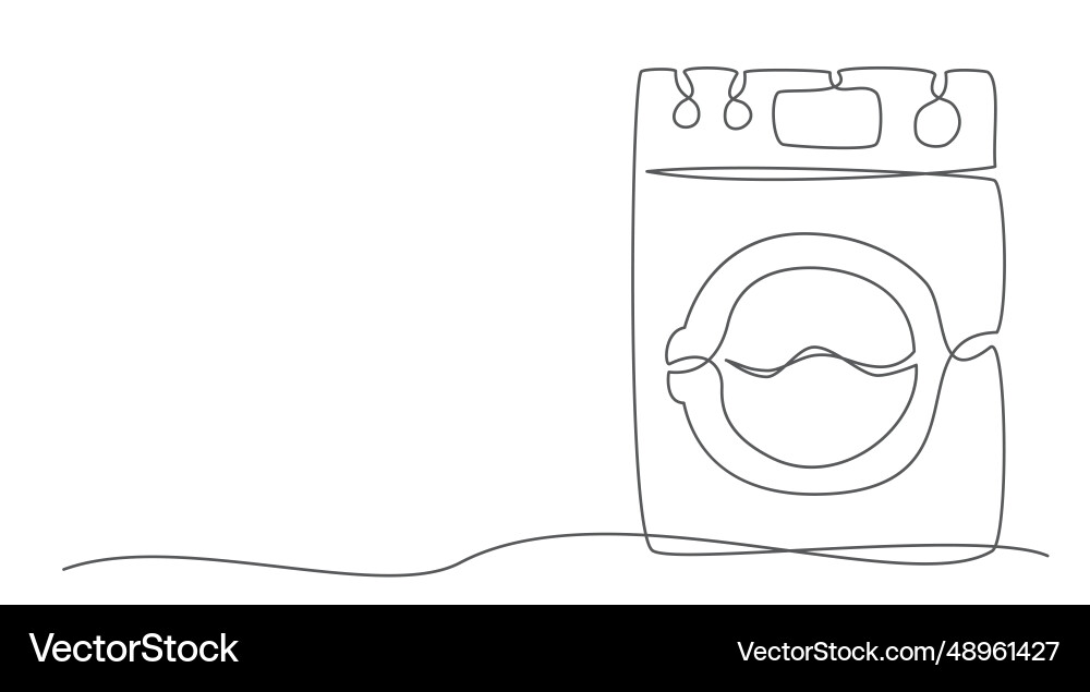 Washing machine one line drawing isolated on white
