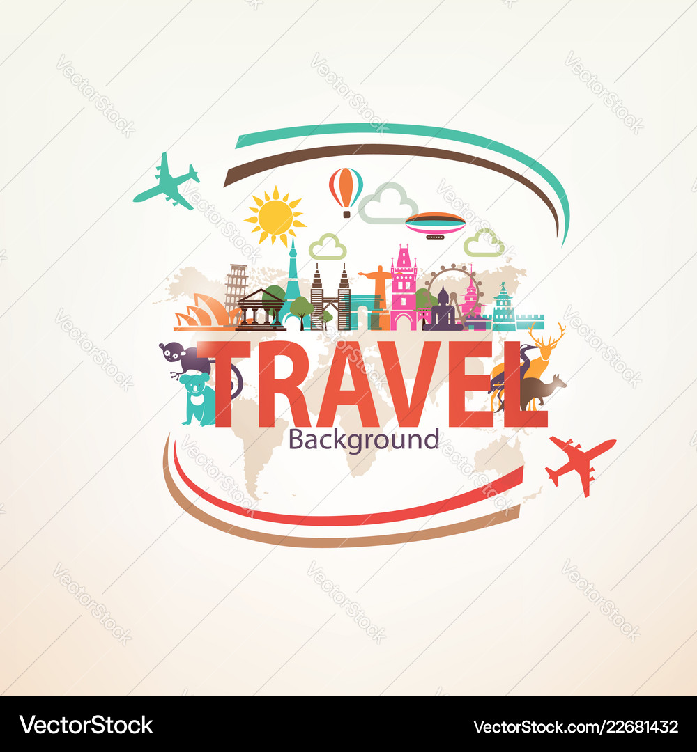 Around the world travel background landmarks Vector Image