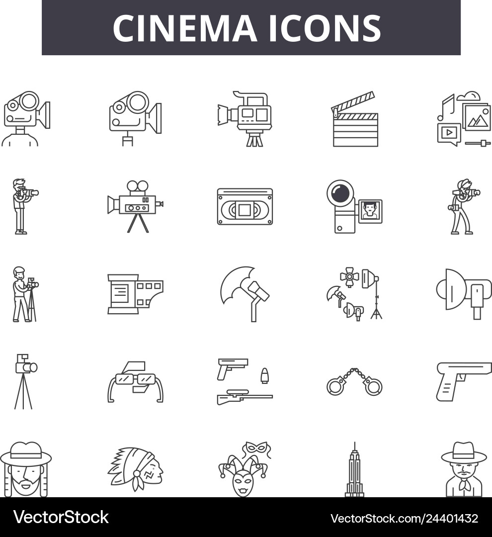 Cinema line icons for web and mobile design Vector Image