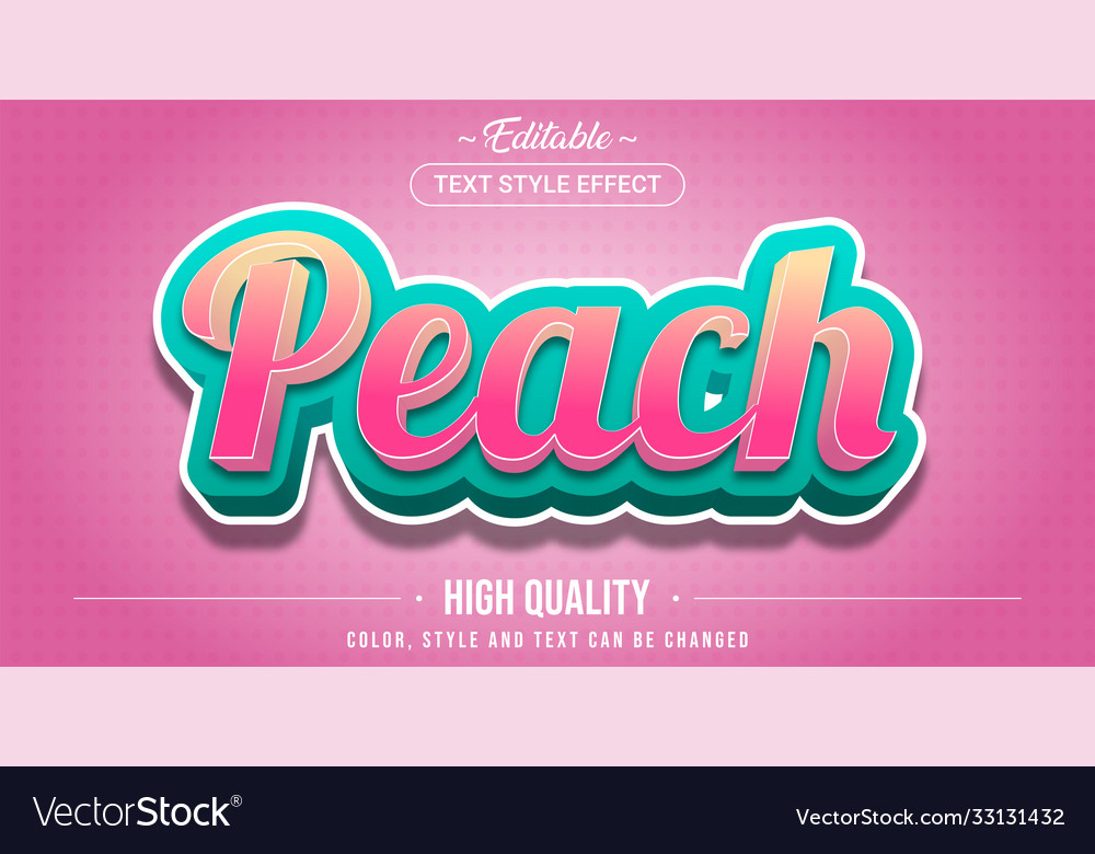 Editable text style effect - peach theme Vector Image