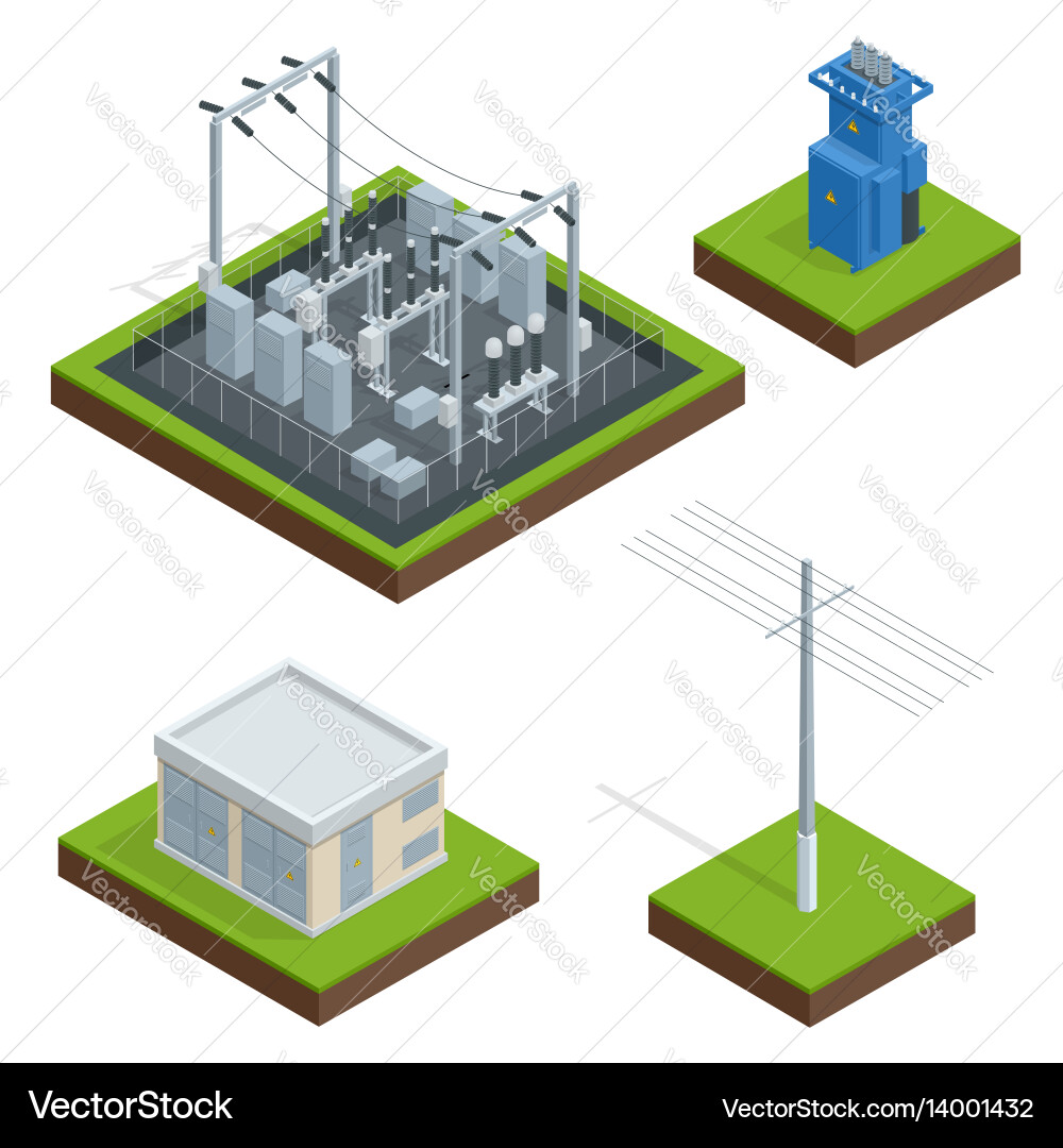 Electric energy factory distribution chain Vector Image