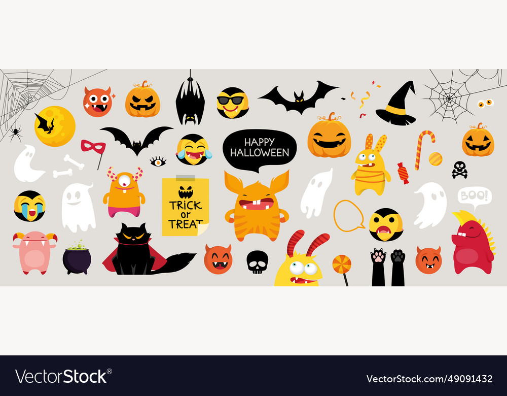 Halloween clipart and design elements set Vector Image