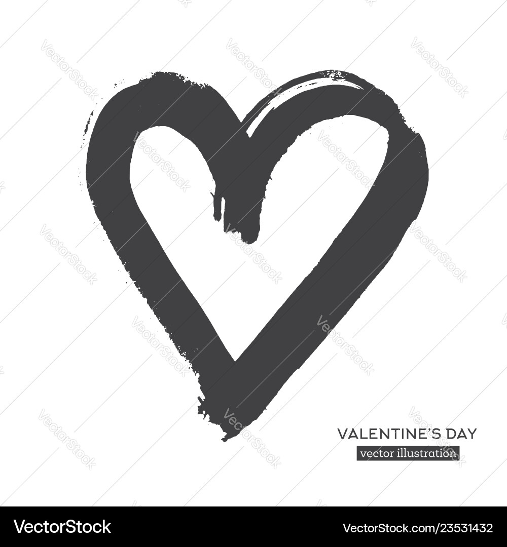 Hand drawn calligraphy heart isolated on white Vector Image