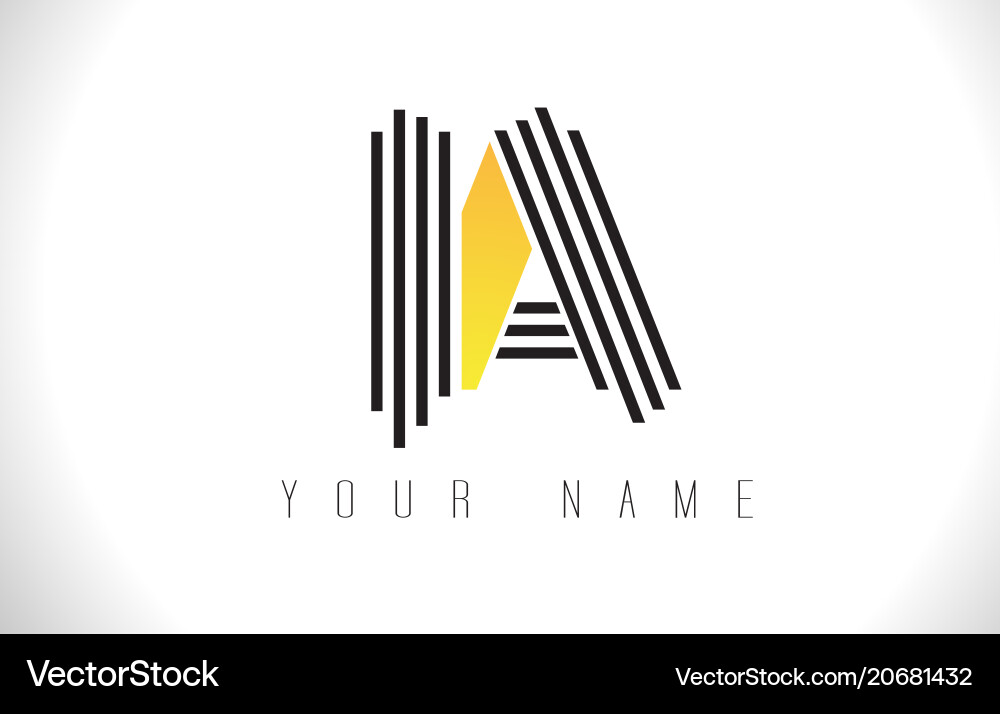 Ia black lines letter logo creative line letters Vector Image