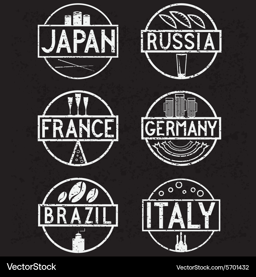 International food marks grunge labels set Vector Image
