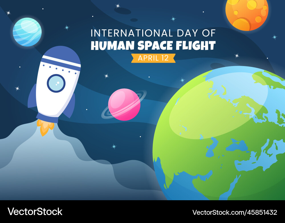 International human space flight day on april 12 Vector Image