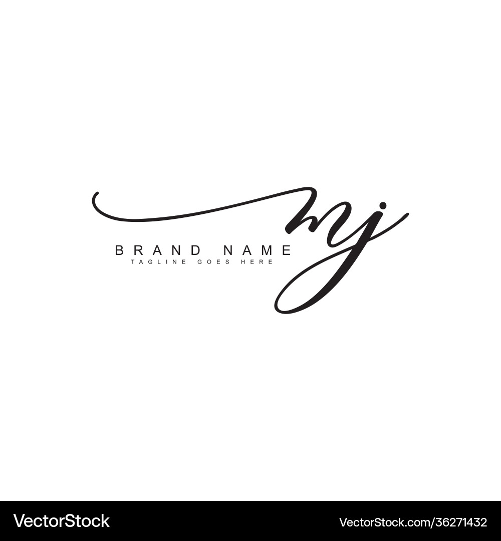 Mj initial letter logo handwritten signature logo Vector Image