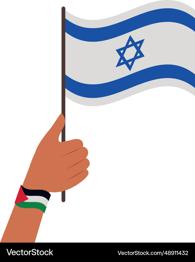 Palestinian waving israel flag Royalty Free Vector Image