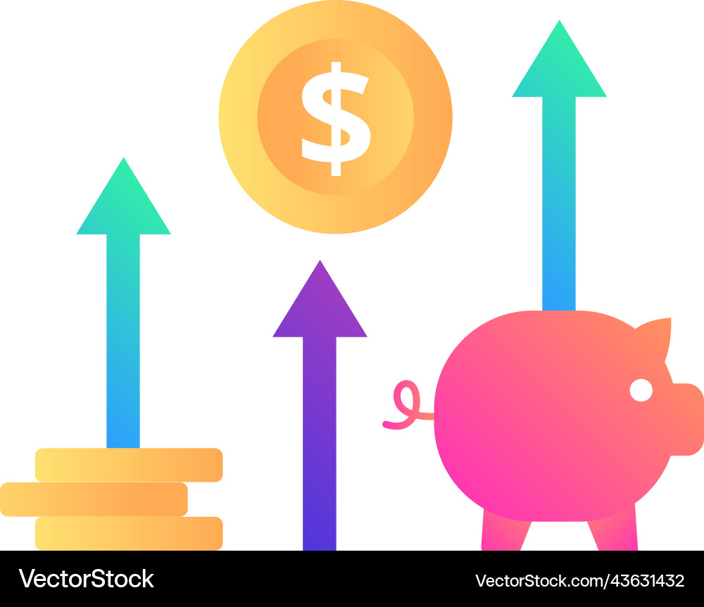 Salary and savings growth icon isolated Royalty Free Vector