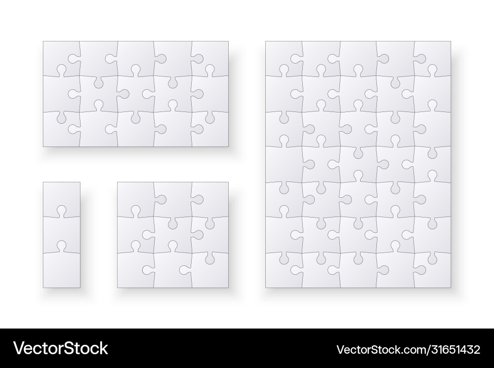 Set jigsaw puzzle templates many puzzle pieces Vector Image
