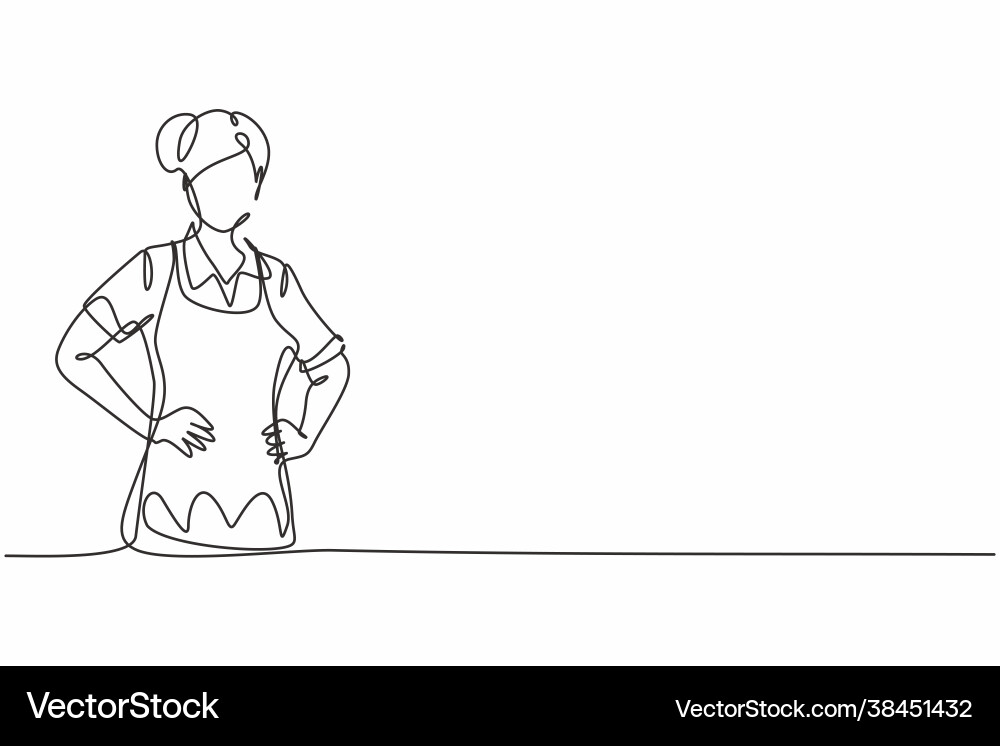 Single one line drawing young beauty female Vector Image