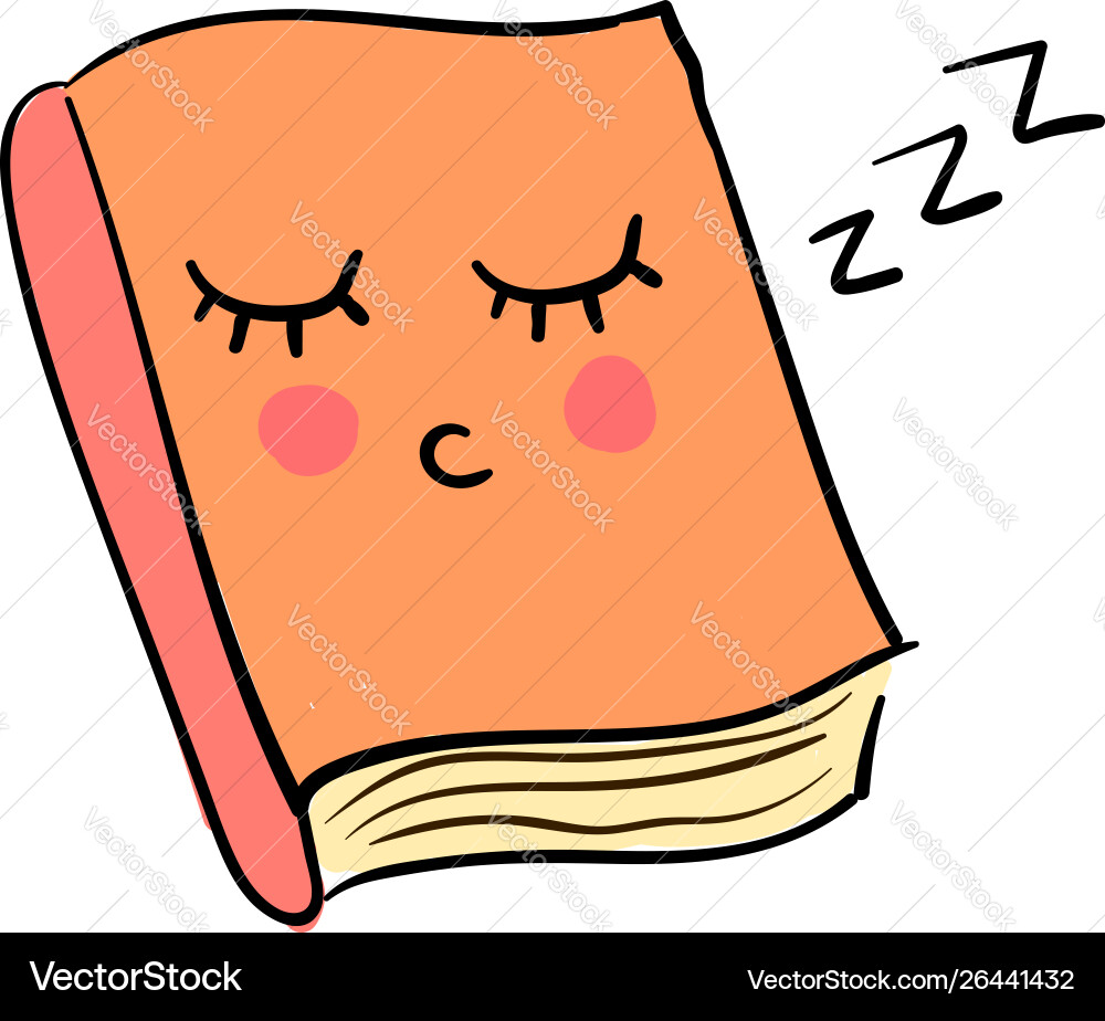 Sleepy book on white background Royalty Free Vector Image