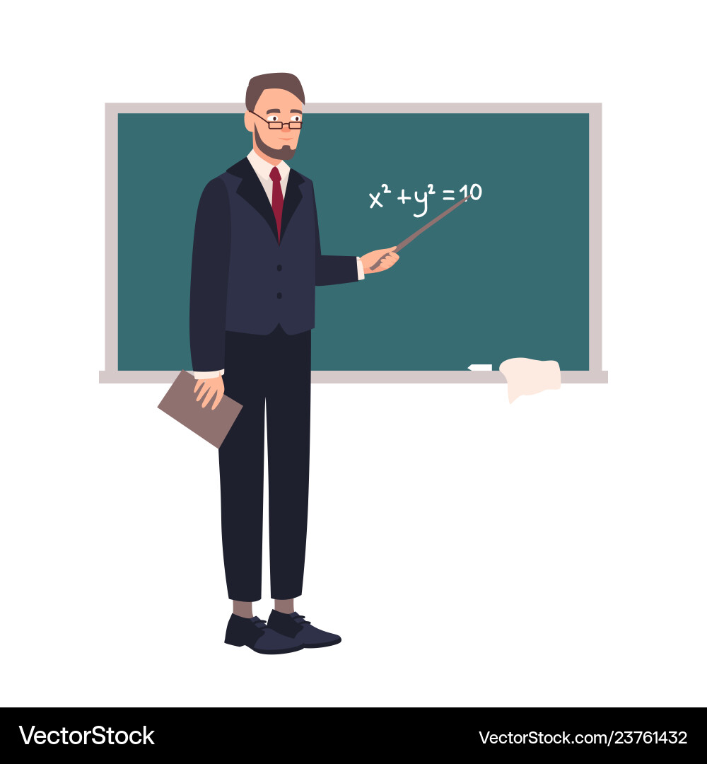 Smiling school mathematics teacher or university Vector Image