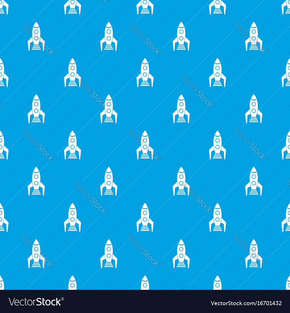 Space rocket pattern seamless blue Royalty Free Vector Image