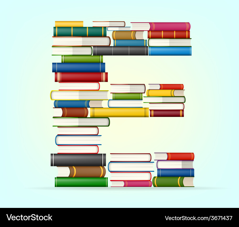 Alphabet from stacks of multi colored books Vector Image