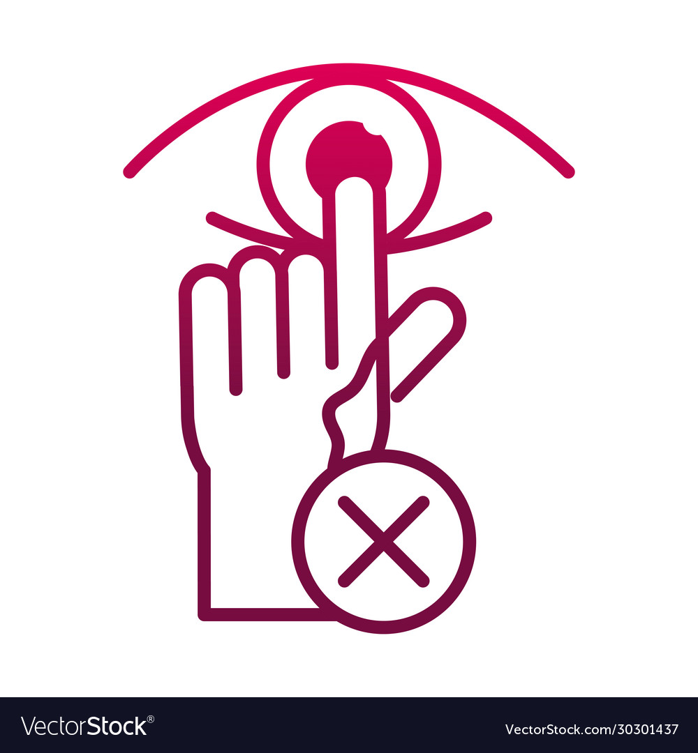 Avoid touch eye prevent spread covid19 gradient Vector Image
