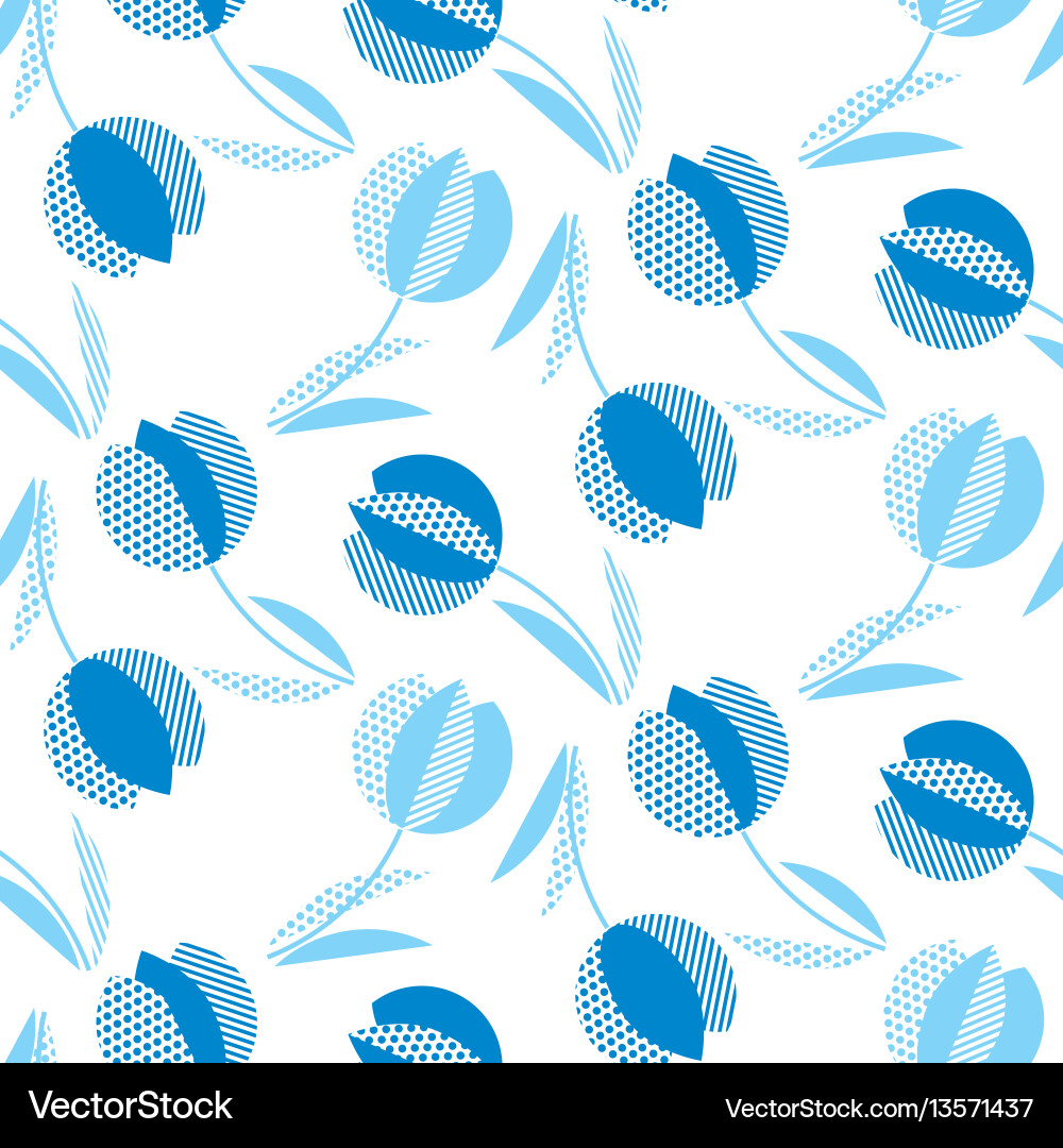Blue holland style tulip flower seamless pattern Vector Image