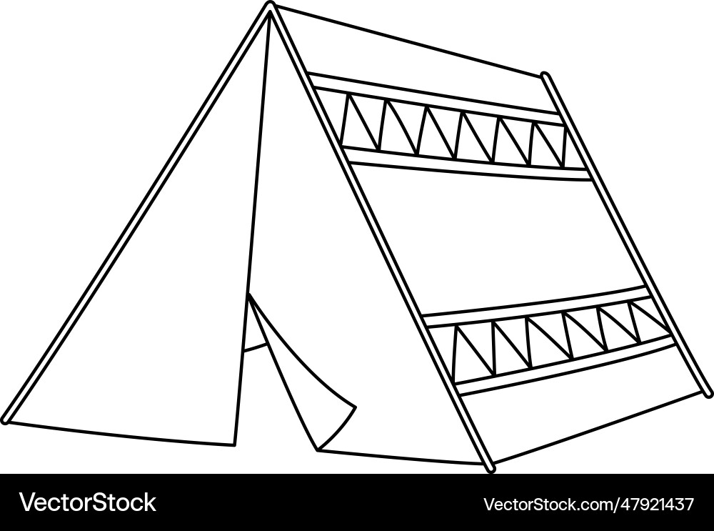 Camping tent isolated coloring page for kids Vector Image