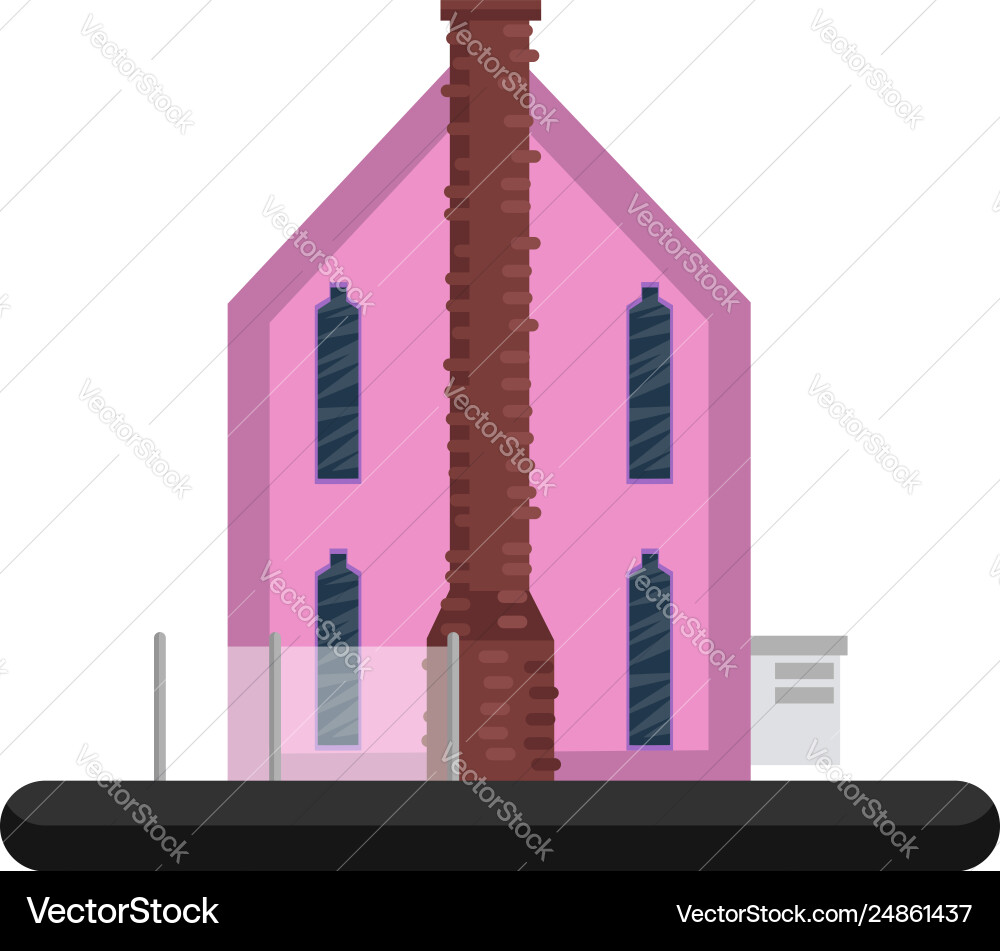Cartoon pink building on white background Vector Image