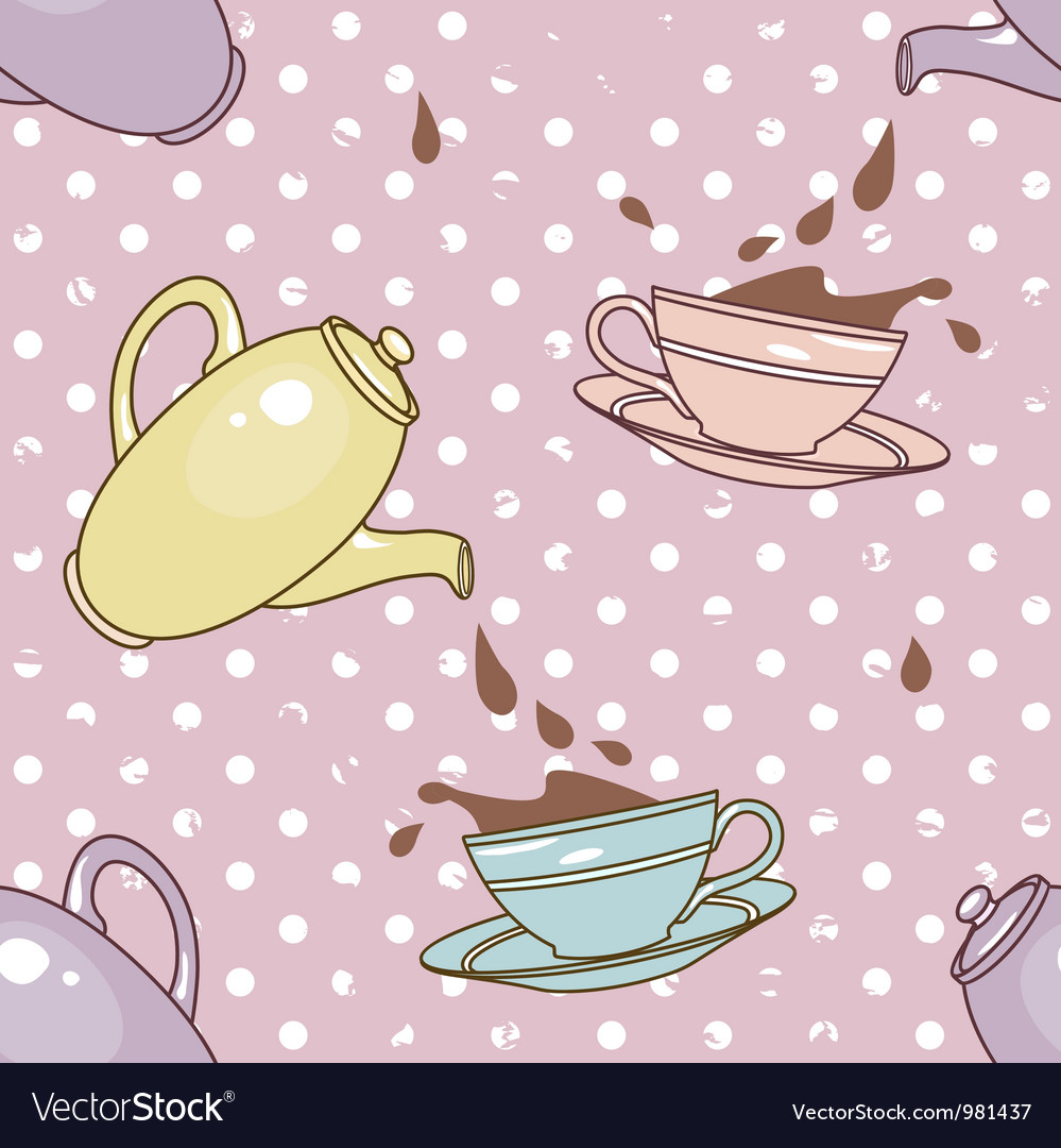 Cups and splashes pattern Royalty Free Vector Image