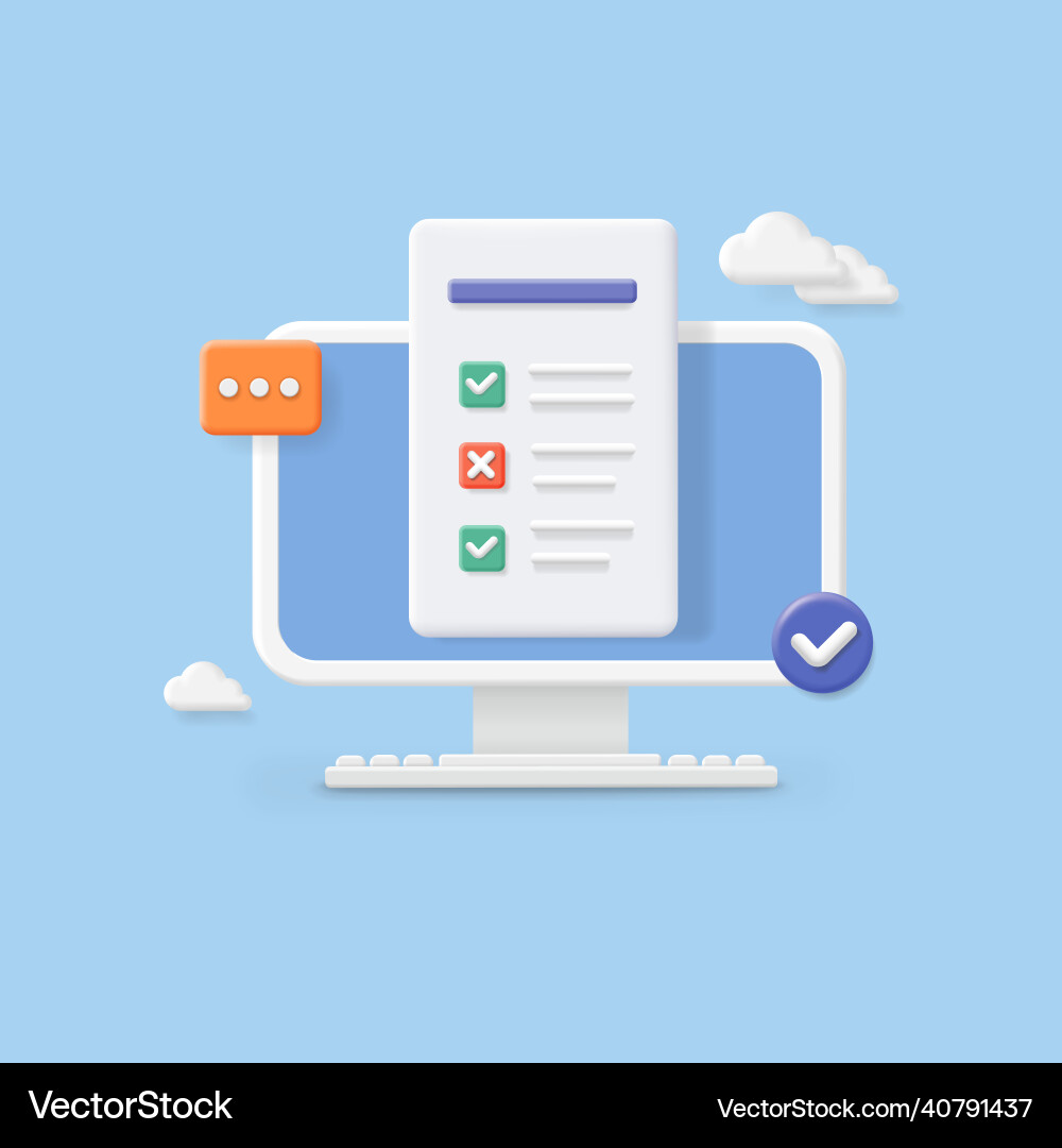 Display monitor and checkbox and marks Royalty Free Vector