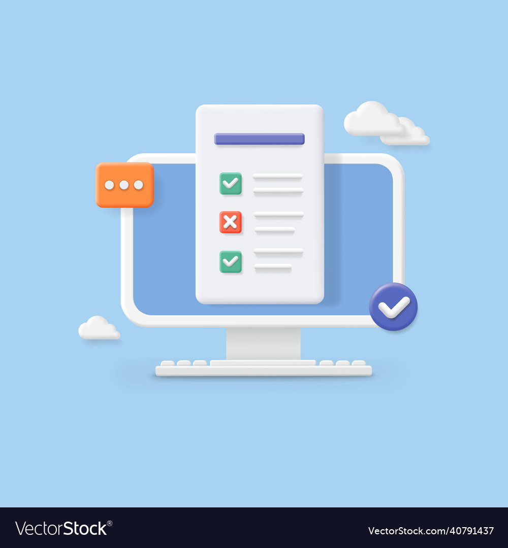Display monitor and checkbox marks Royalty Free Vector Image