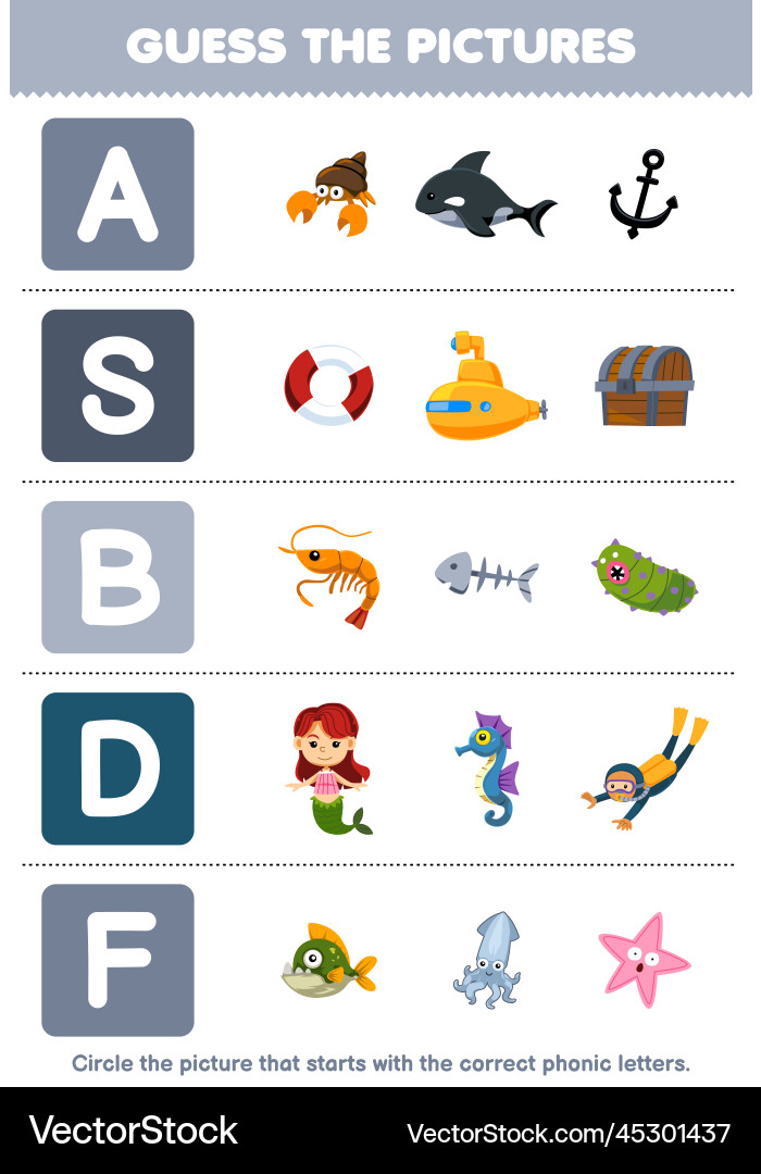 Education game for children guess the correct Vector Image