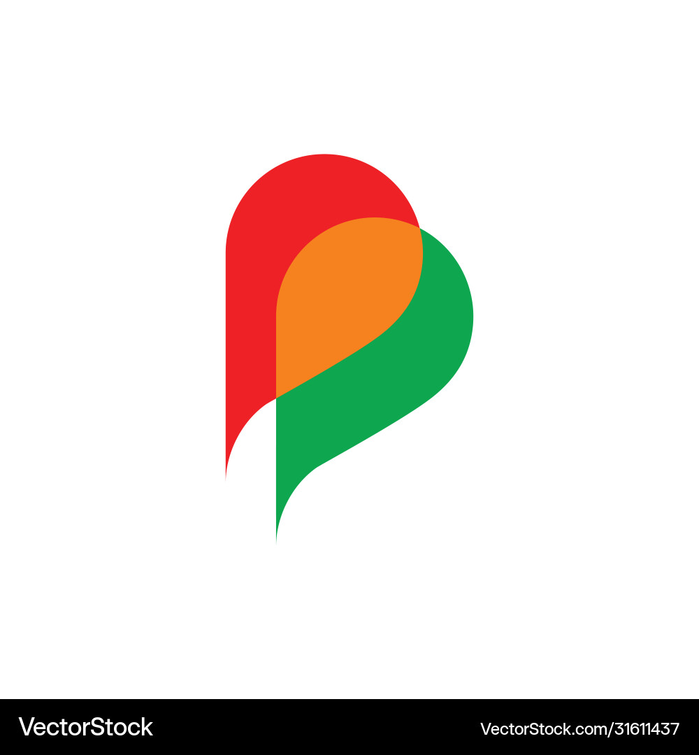 Letter pp simple linked geometric colorful logo Vector Image