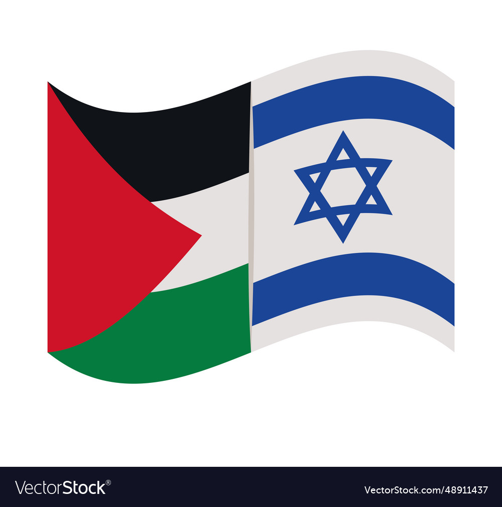 Palestine and israel flags united Royalty Free Vector Image