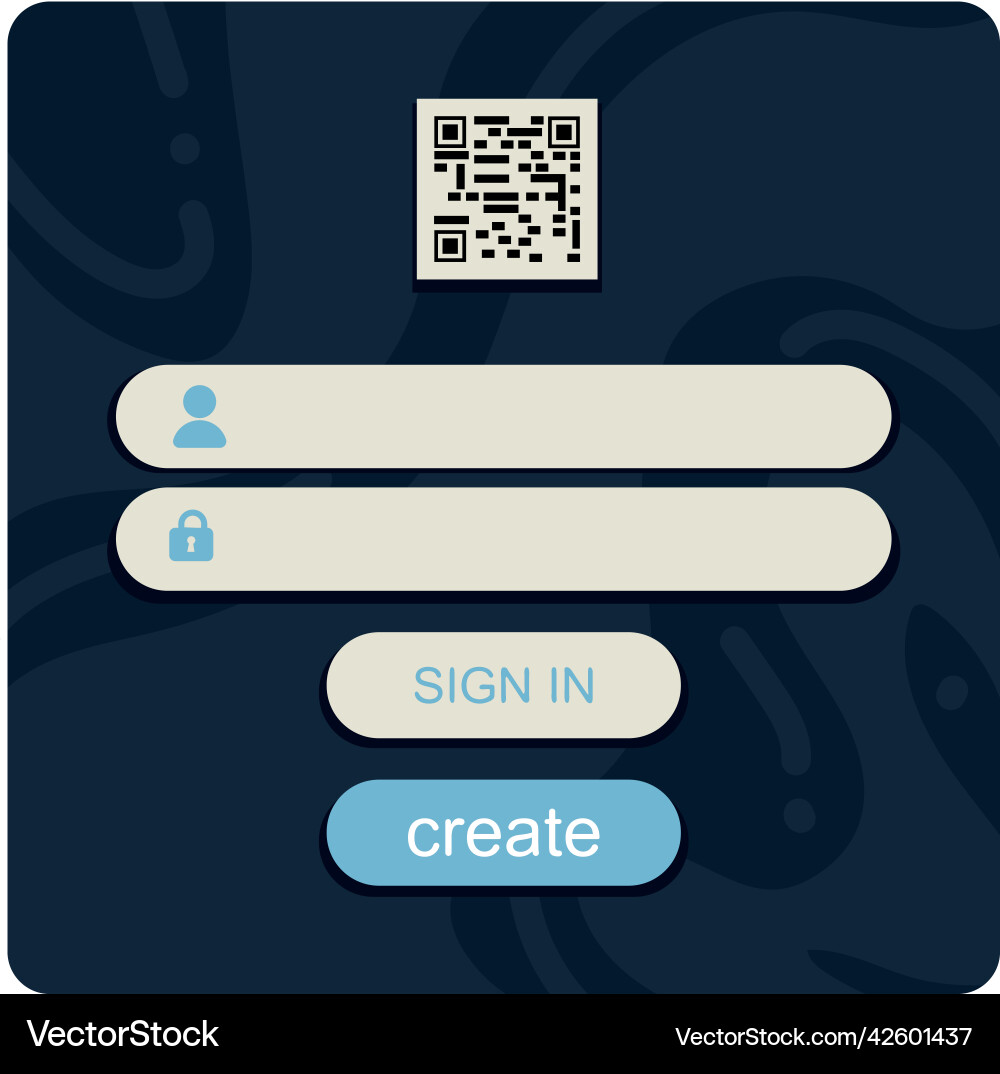 Qr code login template Royalty Free Vector Image