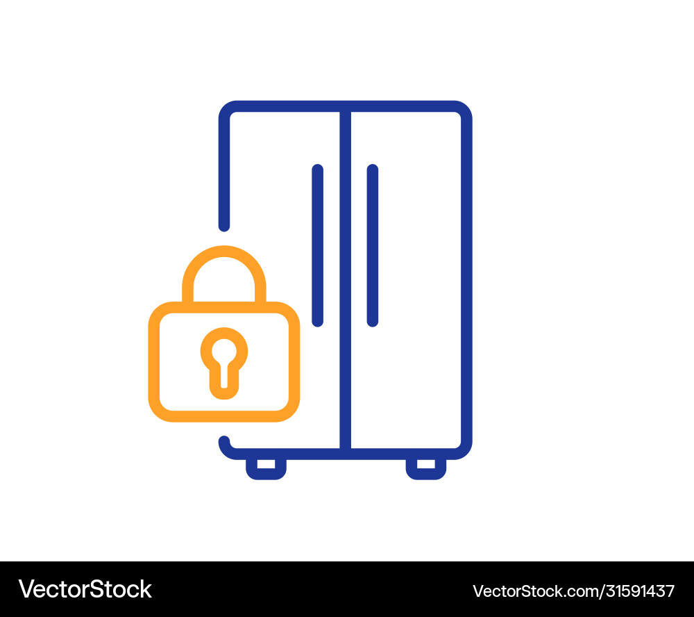 Refrigerator locked line icon fridge child lock Vector Image