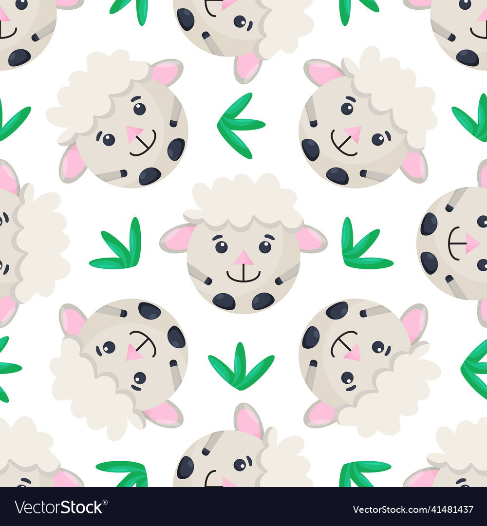 Round sheep seamless pattern background Royalty Free Vector