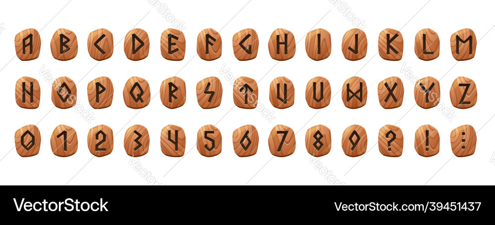 Rune alphabet on wooden tablets Royalty Free Vector Image