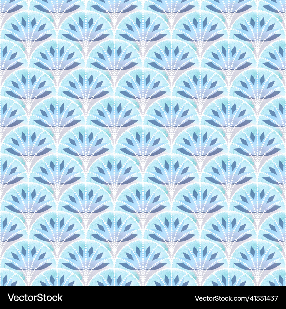 Scales pattern with watercolor texture and lotus Vector Image