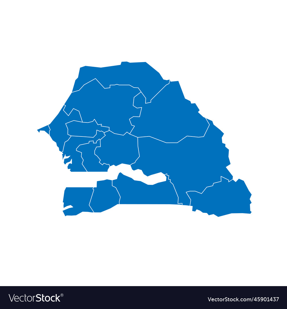 Senegal political map of administrative divisions Vector Image