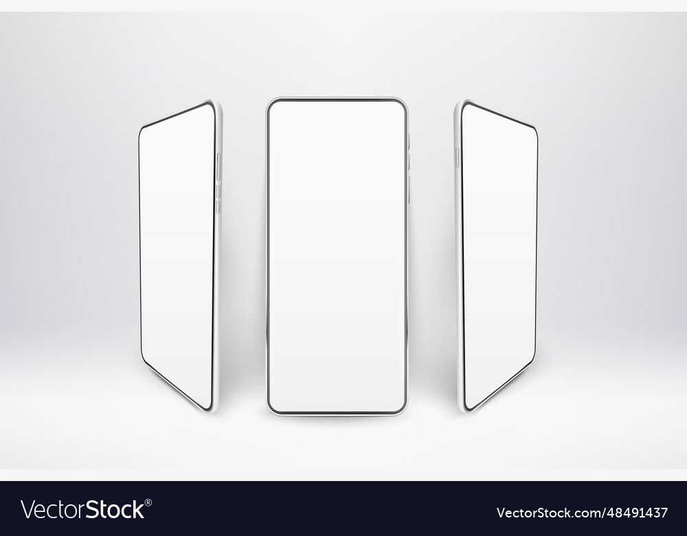 White realistic smartphones mockup 3d mobile Vector Image