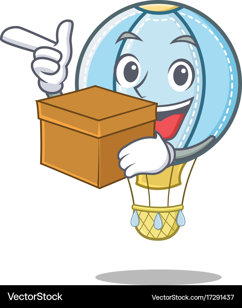 With box air balloon character cartoon Royalty Free Vector