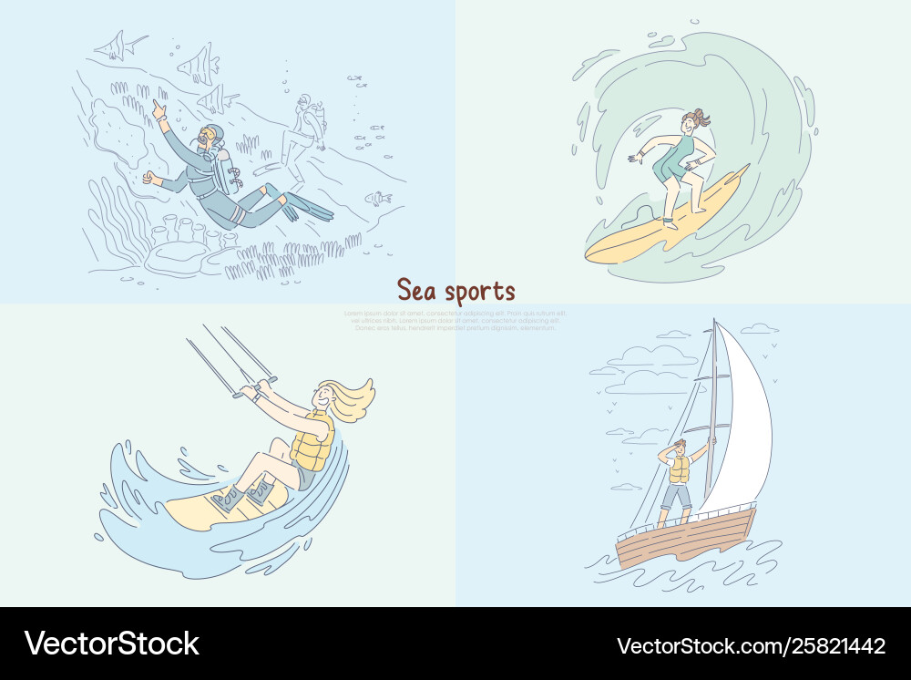 Diver underwater surfer riding wave boardsport Vector Image