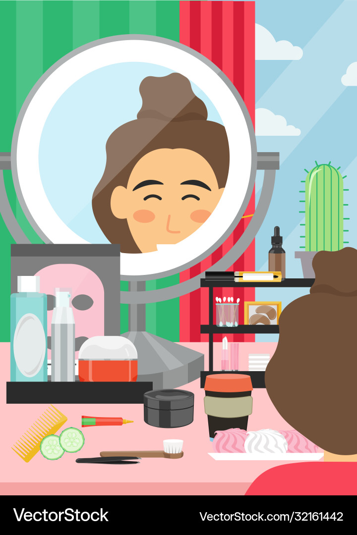 Face beauty makeup poster banner template Vector Image