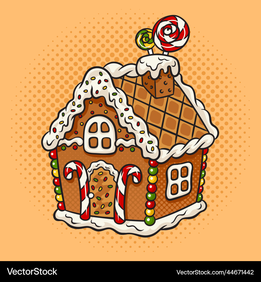 Gingerbread house pinup pop art Royalty Free Vector Image