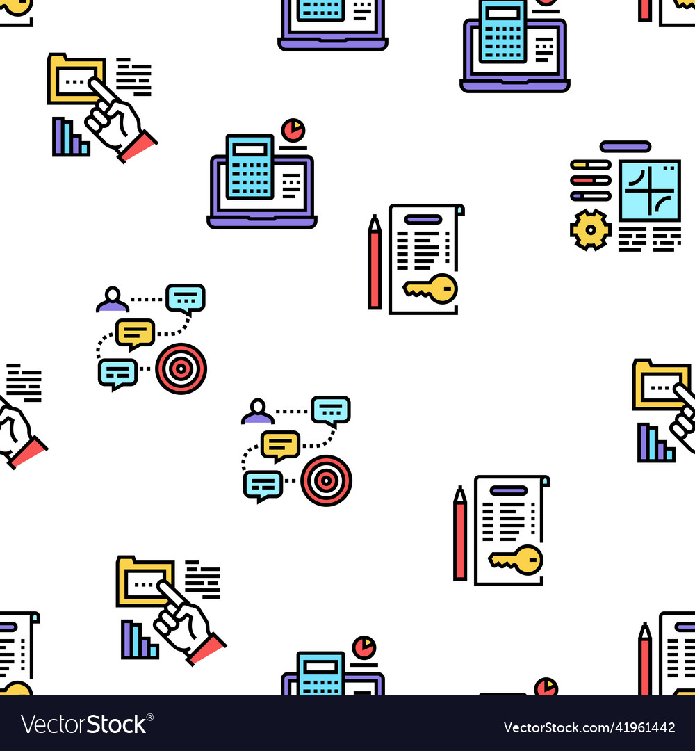 Planning work process seamless pattern Royalty Free Vector